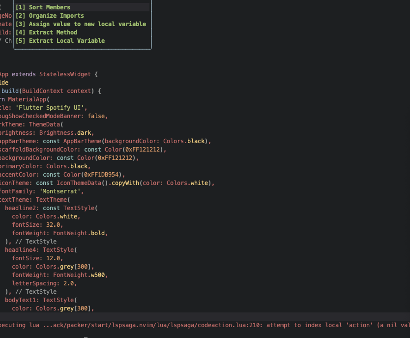 Issues with lspsga · Issue #45 · nvim-flutter/flutter-tools.nvim · GitHub