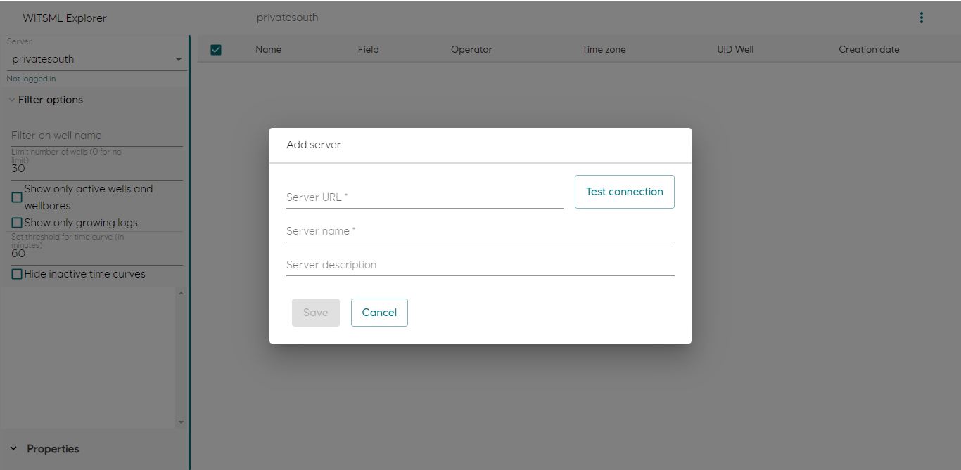 Create server popup screen · Issue #1590 · equinor/witsml-explorer · GitHub