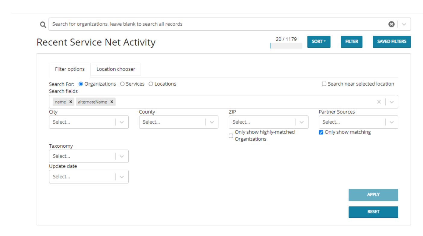 Referral Agency View: Update filter look · Issue #1589 · openreferral/ServiceNet · GitHub