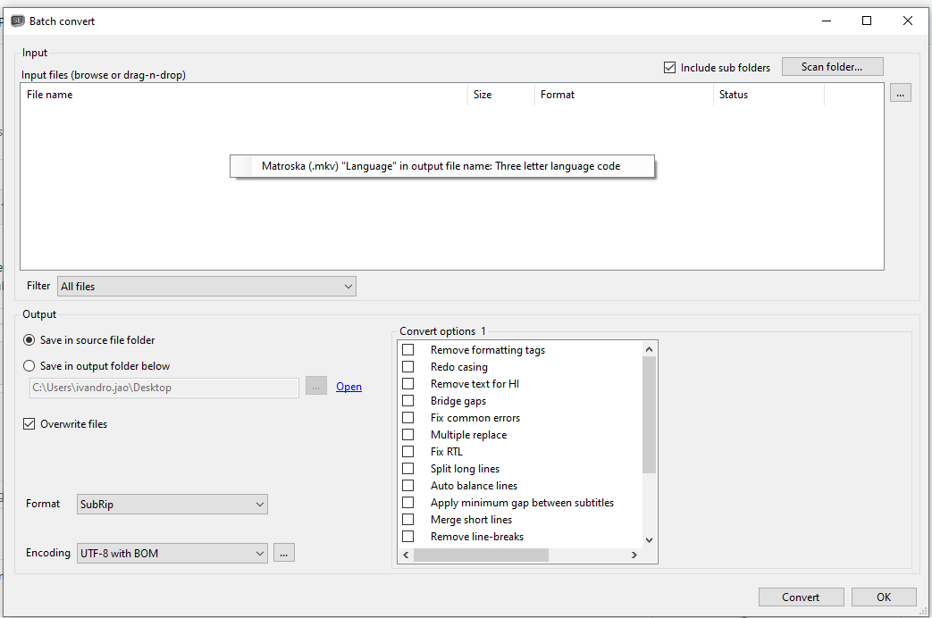 Random context menu in batch convert · Issue #4364 · SubtitleEdit/subtitleedit · GitHub