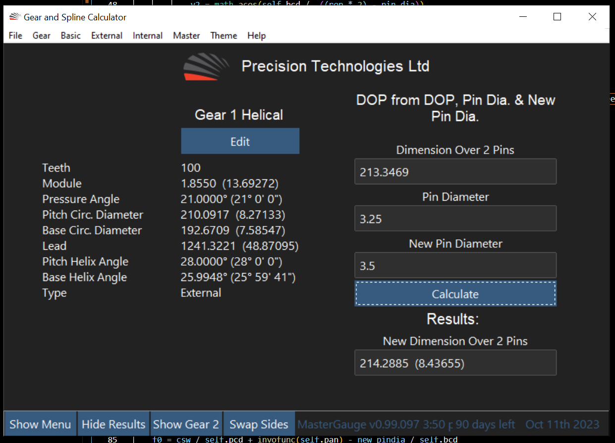 Helical Gear - DOP from DOP, Pin Dia & New DOP · Issue #9 · Precision ...
