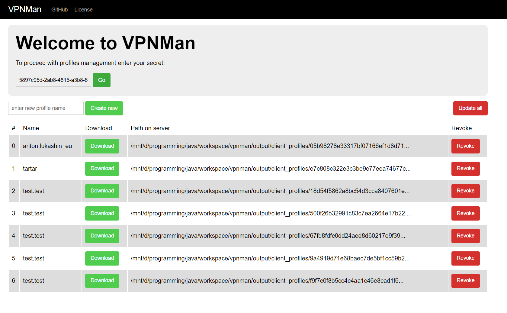GitHub - tar/vpnman: OpenVPN profiles management service
