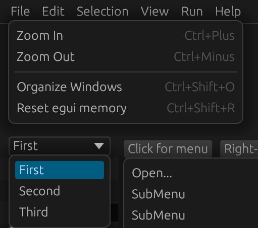 Menus cast a shadow over the widget which opened them · Issue #3046 · emilk/egui · GitHub