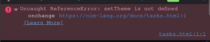 Nim Docs Setting Theme On Html Nim Docs Page Causes Error Settheme Is Not Defined · Issue 