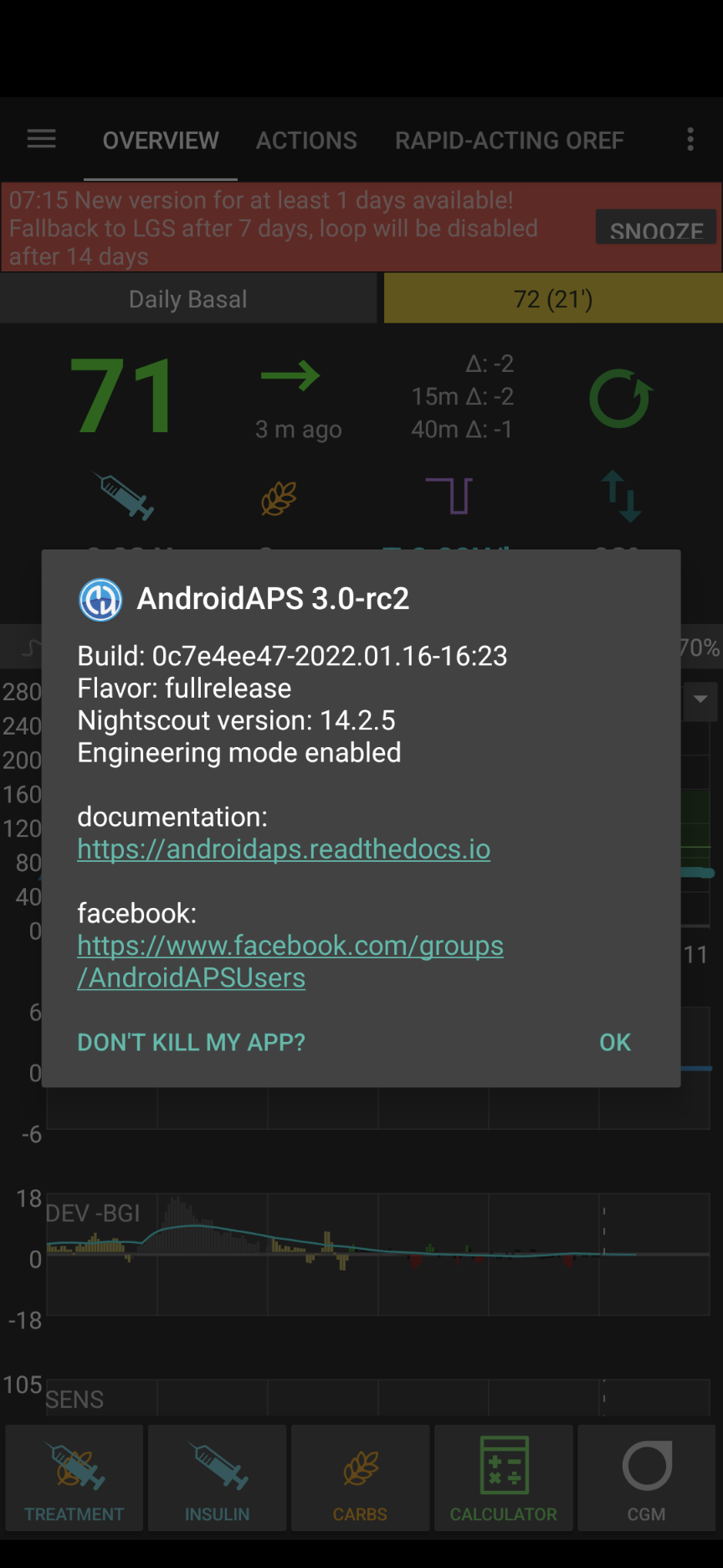 V3 RC2 Bug : Message new version available · Issue #1190 · nightscout/AndroidAPS · GitHub