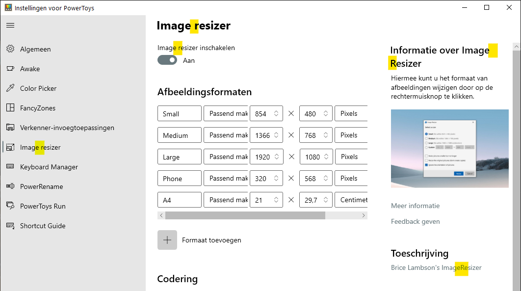 [Settings] capitalisation and spacing Image Resizer is inconsistent ...