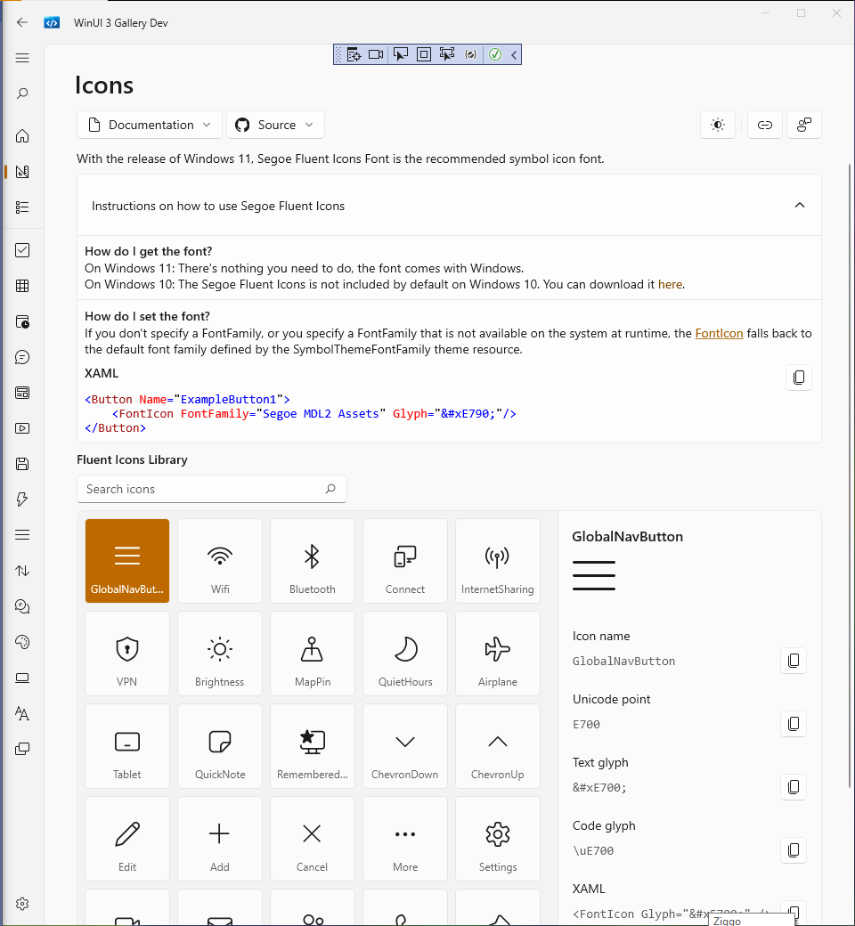 Include A Bit More Text About Icon Fonts In The Main Page · Issue 1263 · Microsoftwinui