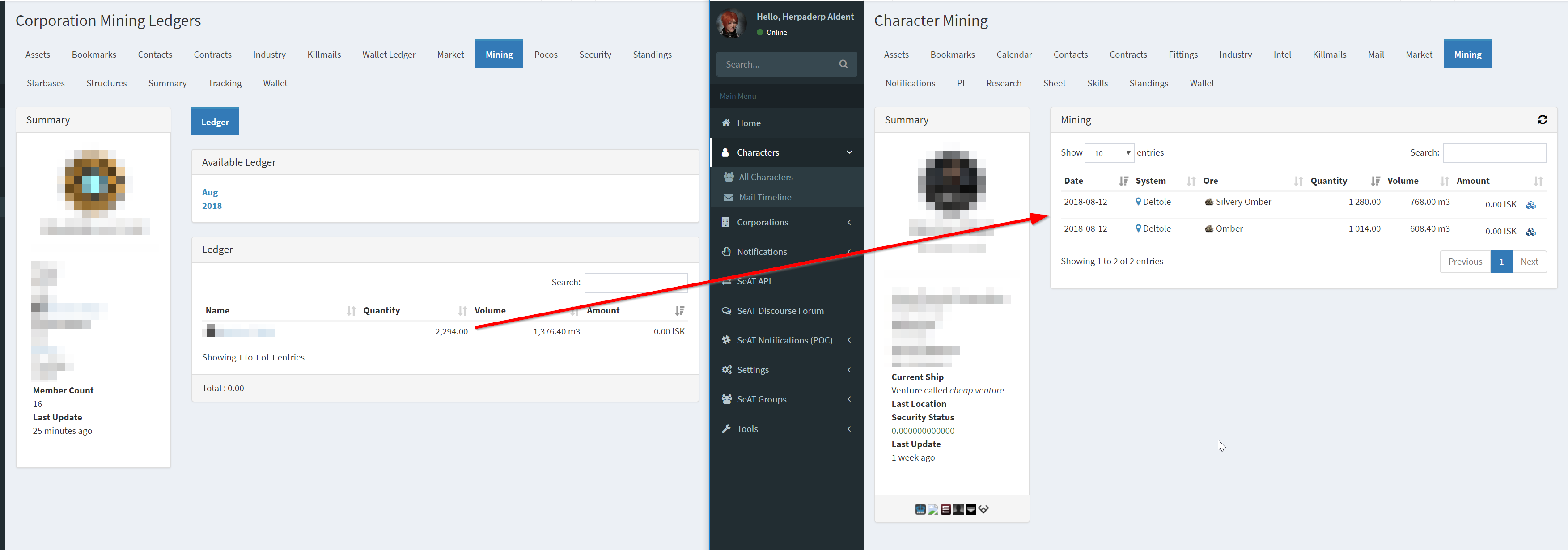 [Feature Request] Details on Corporation Mining Ledger · Issue #420 · eveseat/seat · GitHub