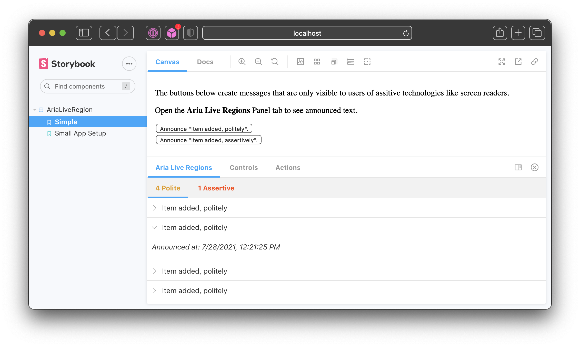 Aria live storybook addon Npm