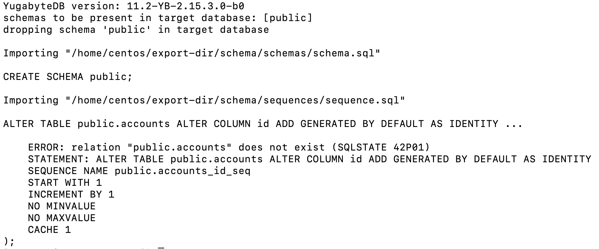 Postgres Sequences Are Getting Imported Before Tables So Import Schema Throws Error · Issue 