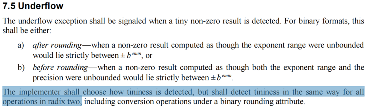 Question about underflow exceptions flag in some cases of fdiv, fmul and fmadd instructions in ...