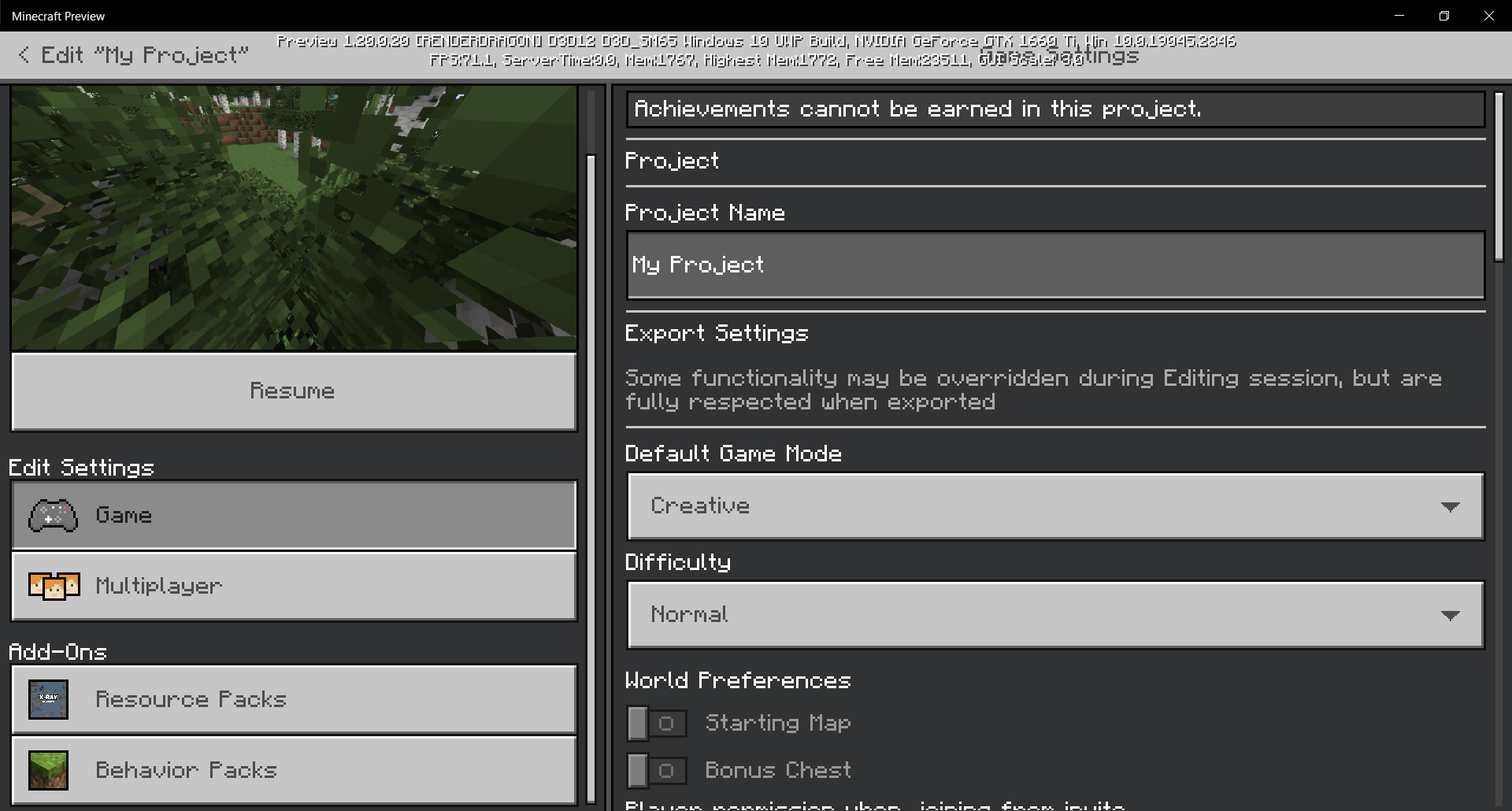 [ 1116762] Cannot Apply Custom Global Resource Packs In Editor · Mojang Minecraft Editor