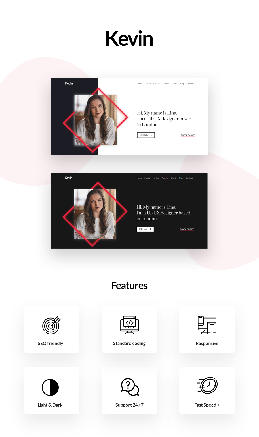 GitHub - aubreyfletcher6682/Kevin-template-dark: Kevin is a Responsive ...