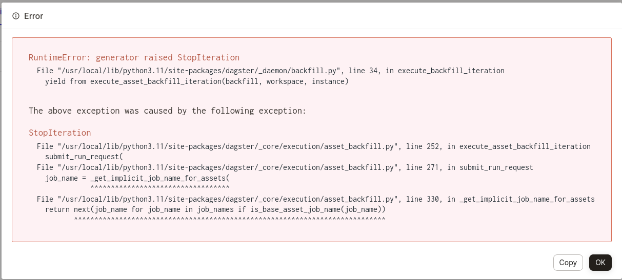 Runtimeerror Generator Raised Stopiteration When Backfilling Assets