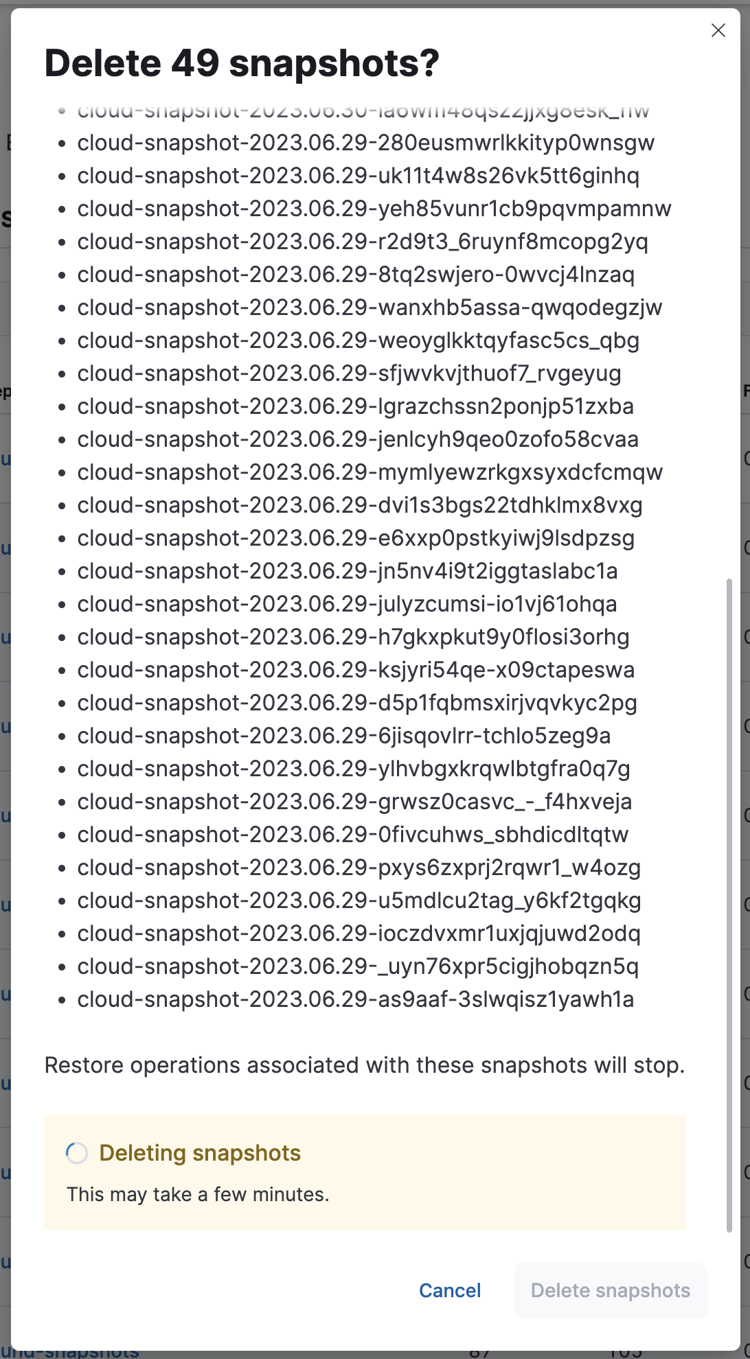 [snapshot And Restore] Improve The Loading Indicator In Delete Snapshots Modal · Issue 161008