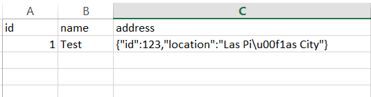[Bug]: Spanish letter like ñ not exporting properly when value is json and export to a single ...