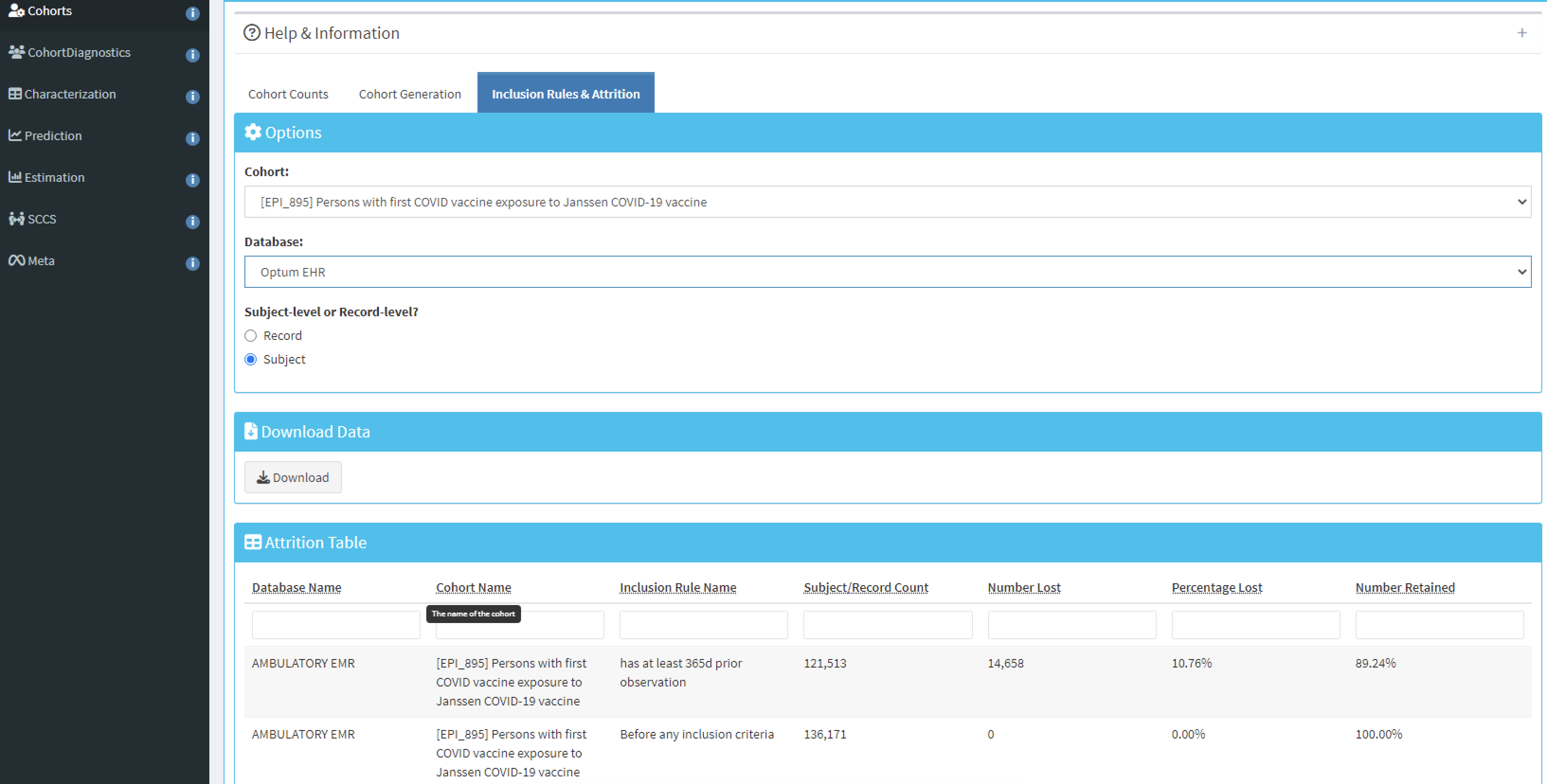 changing database selection did not update the attrition table data · Issue #153 · OHDSI ...