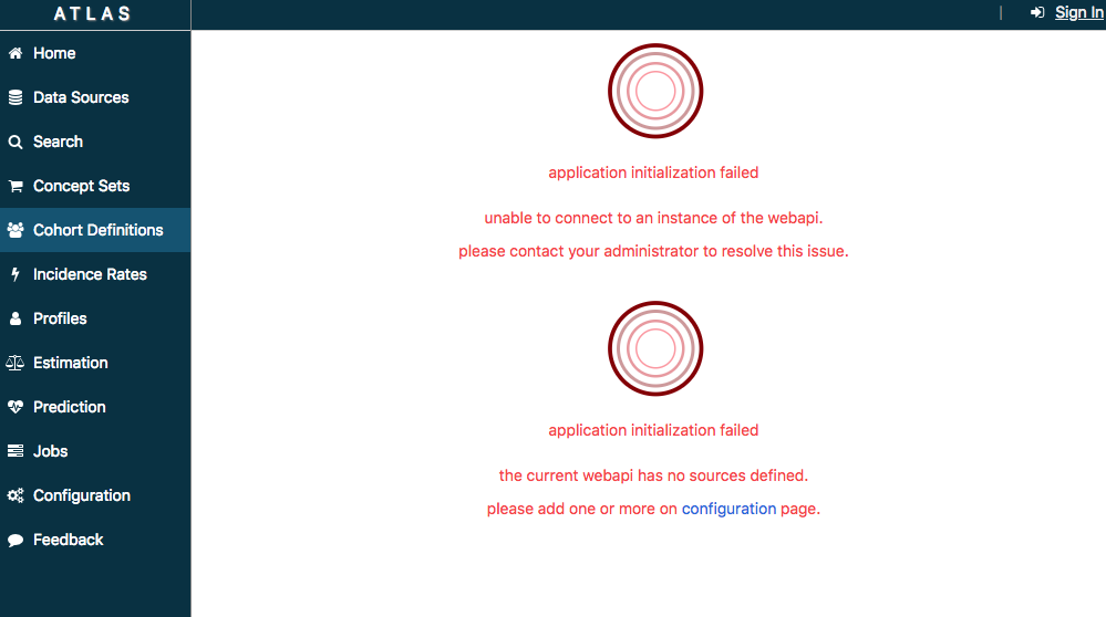 Fix Error Message When No Webapi Available · Issue 898 · Ohdsiatlas