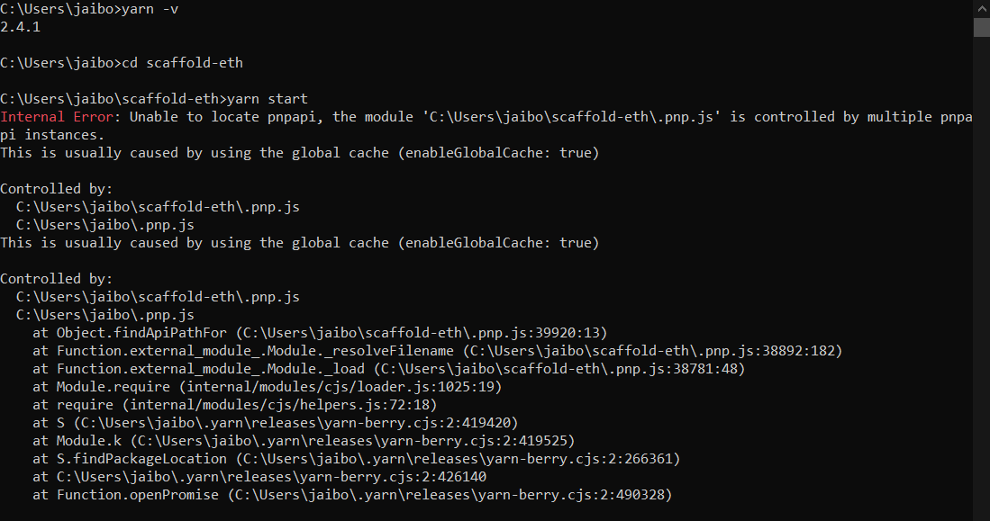 [Bug] Scaffold-eth reading parent .pnp.js for pnpApi when enableGlobalCache is false · Issue ...