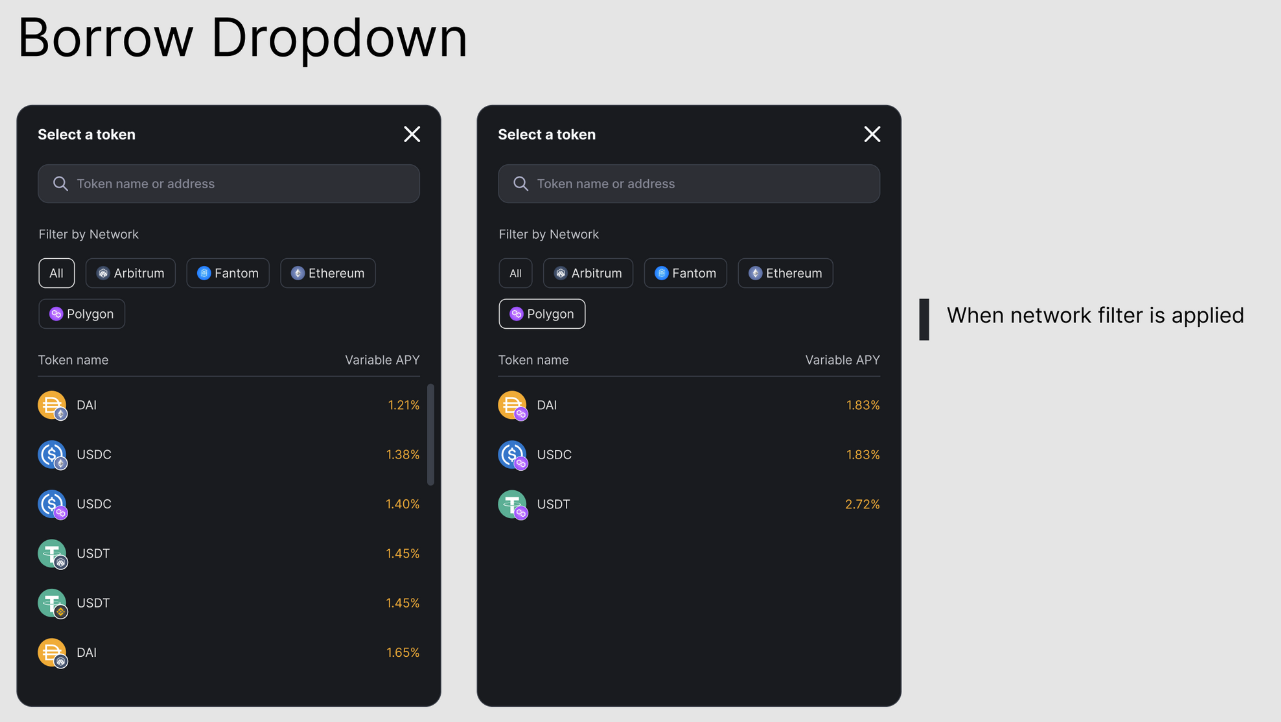 [Borrow Vault] Presenting options for chains and assets · Issue #54 · Fujicracy/fuji-v2 · GitHub