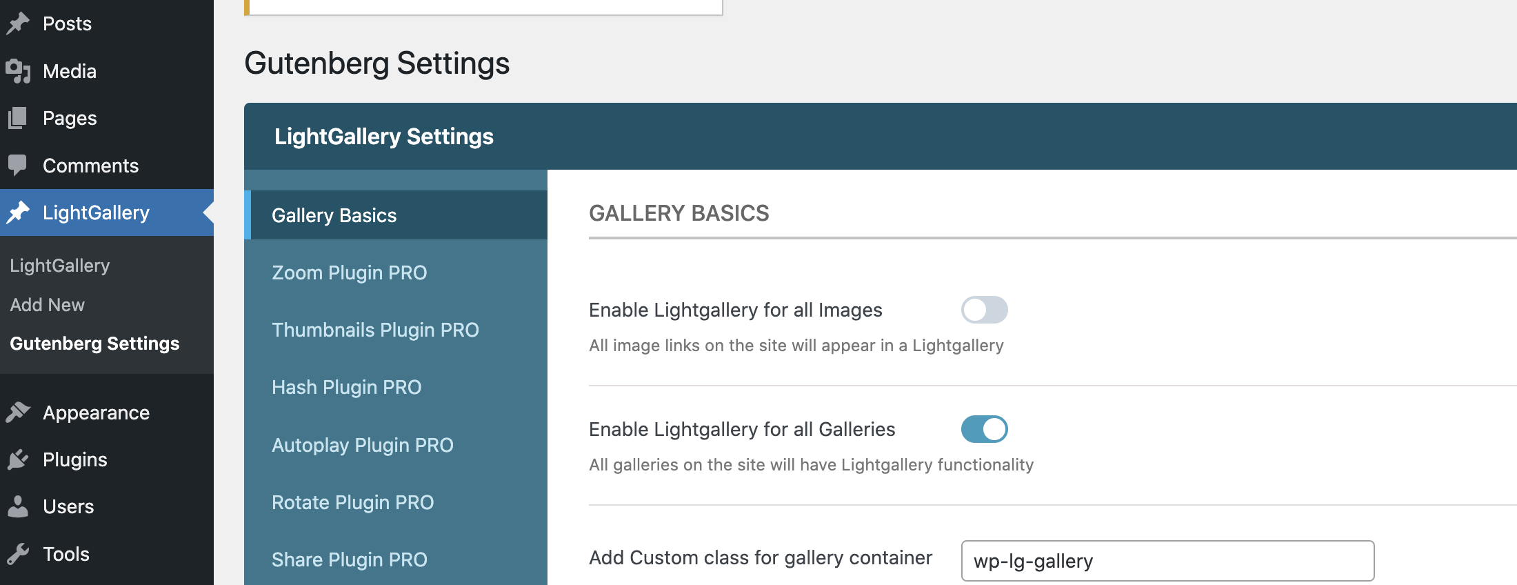 Where are the Wordpress settings? · Issue #1293 · sachinchoolur/lightGallery · GitHub