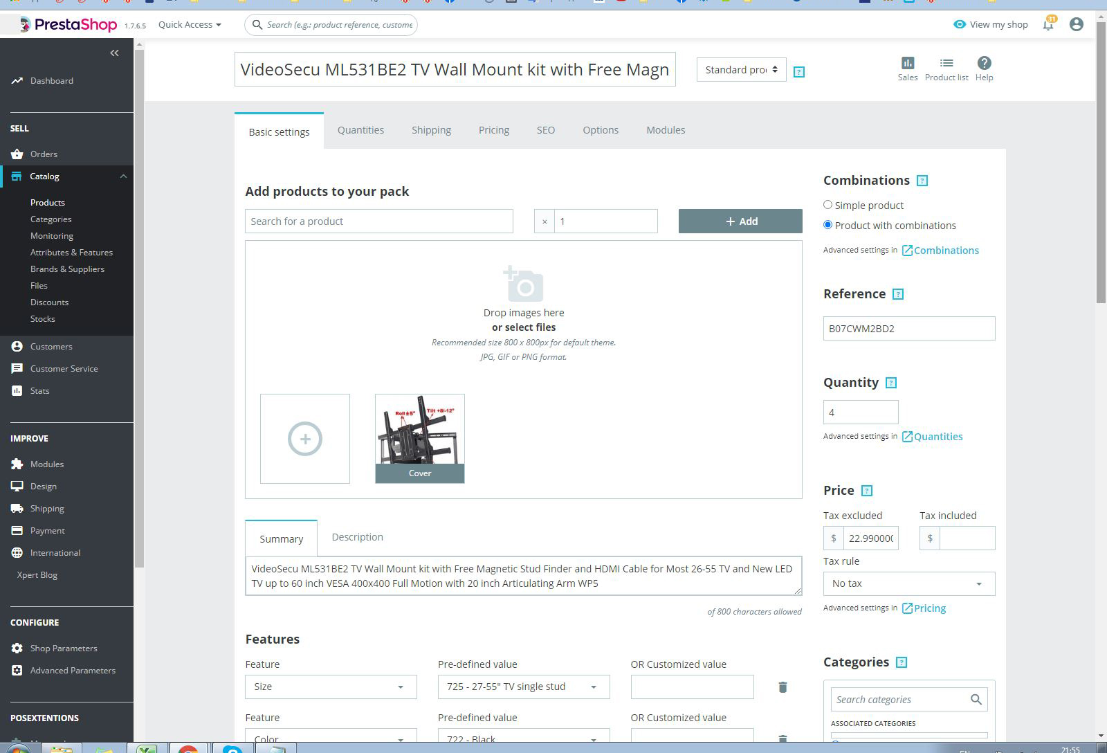Product page on BO - missing area with Save button and other missing or not working areas ...