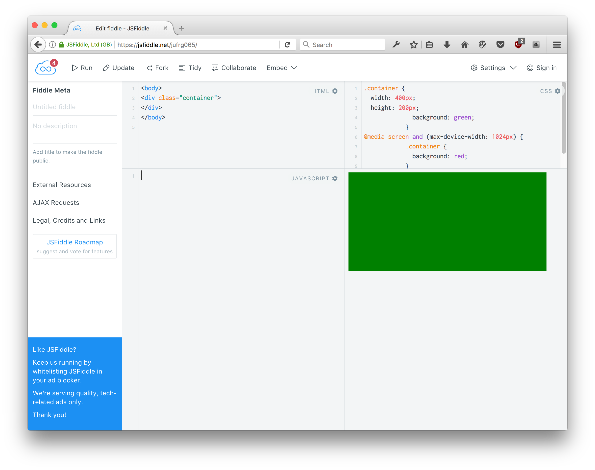jsfiddle.net - layout is messed up · Issue #8041 · webcompat/web-bugs · GitHub