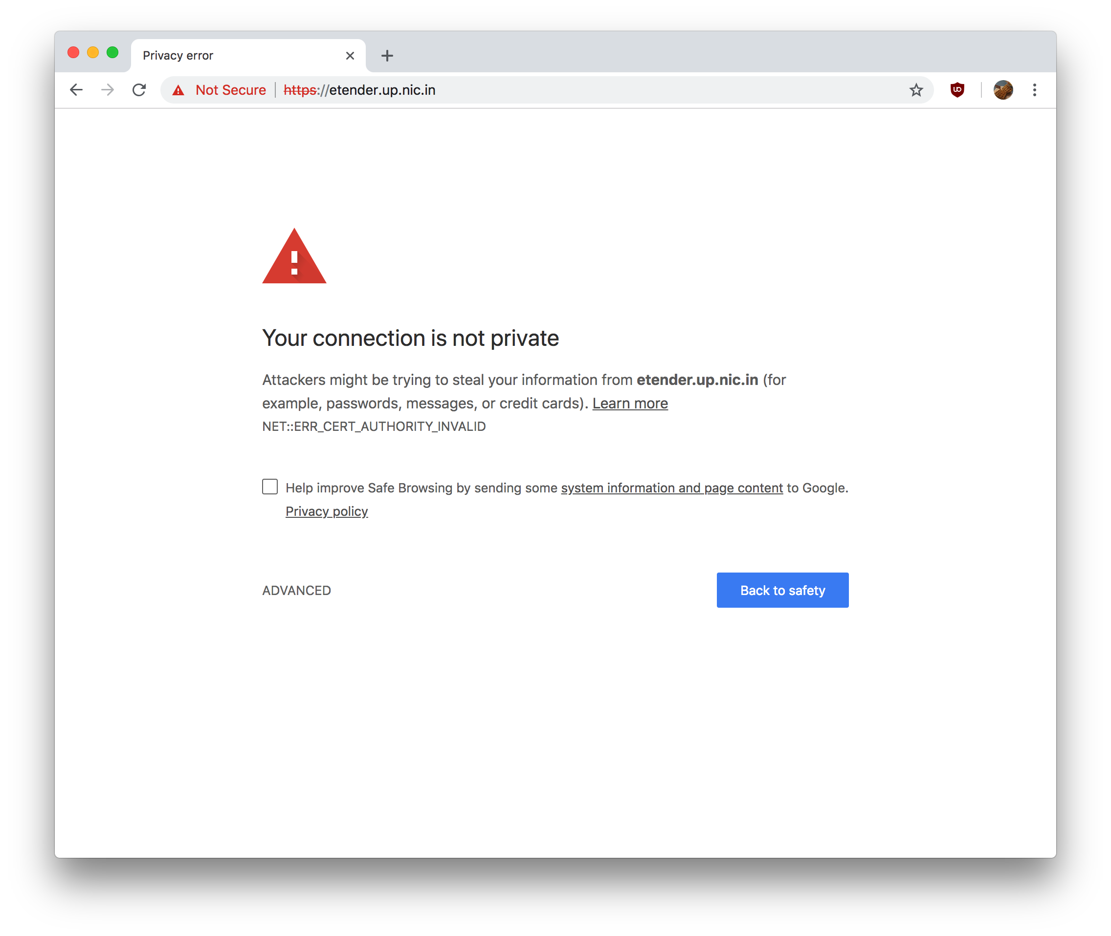 etender.up.nic.in - Security error when accesing the page · Issue ...