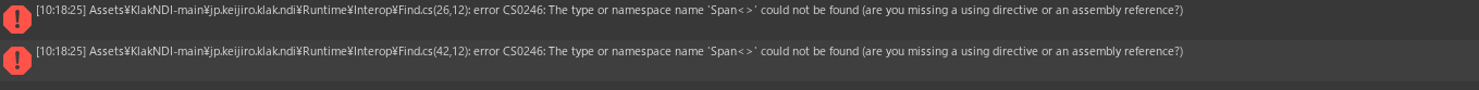 Asset import error: "The type or namespace name 'Span ' could not be found" · Issue #131 ...