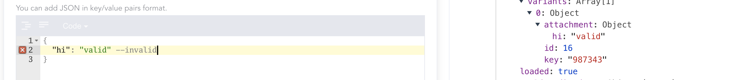 Bug When Attempting To Save An Invalid Json Blob For A Variant Attachment Flagr Reports