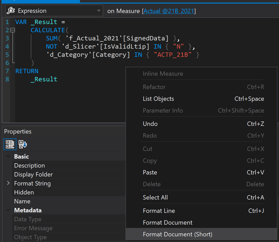 Format Document and other options show as available, even though the expression is read-only ...