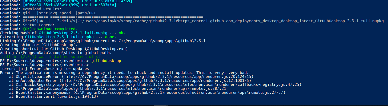 Github Desktop is not installed properly · Issue #2071 · ScoopInstaller/Extras · GitHub
