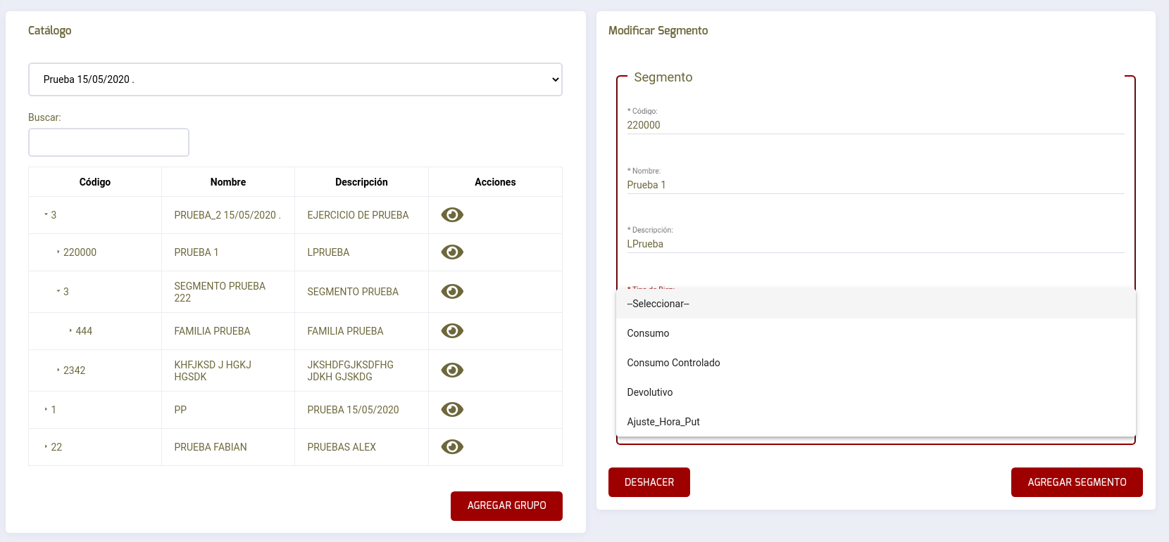 Realizar el funcionamiento para el registro de desde el cliente a API Catalogo_elementos_crud ...