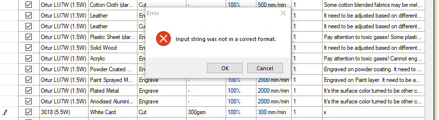 Editing power/speed setting in Material DB · Issue #1043 · arkypita/LaserGRBL · GitHub