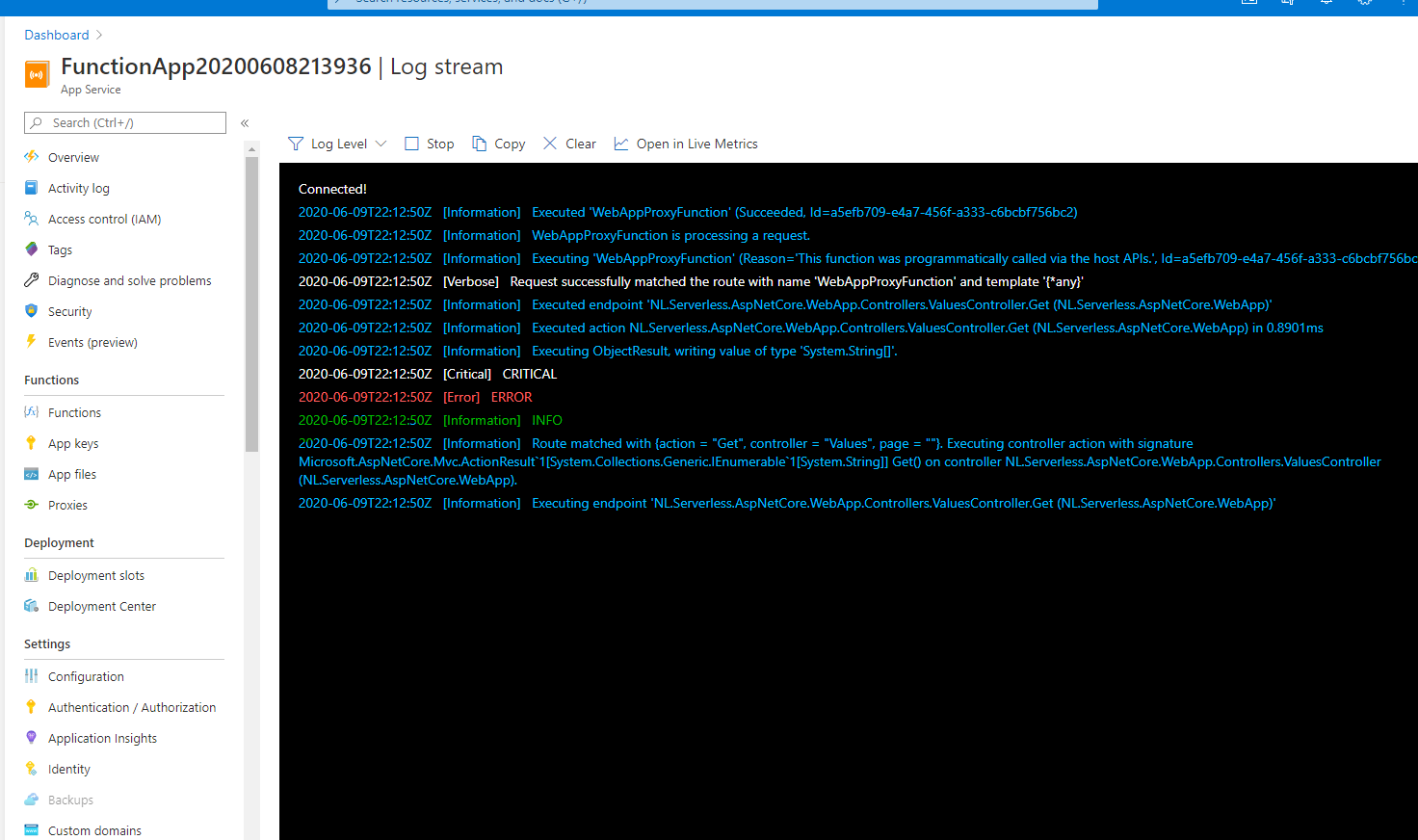Unable to get logs into Azure Logs / Application Insights · Issue #19 · tntwist/NL.Serverless ...