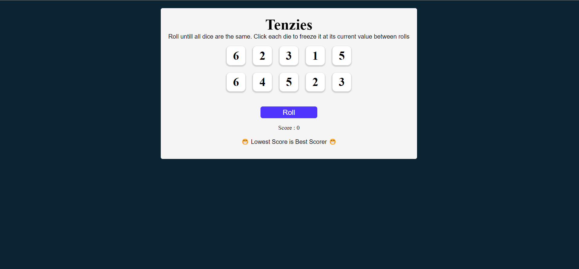 GitHub - Abhiram2001/React-Tenzies: React Application