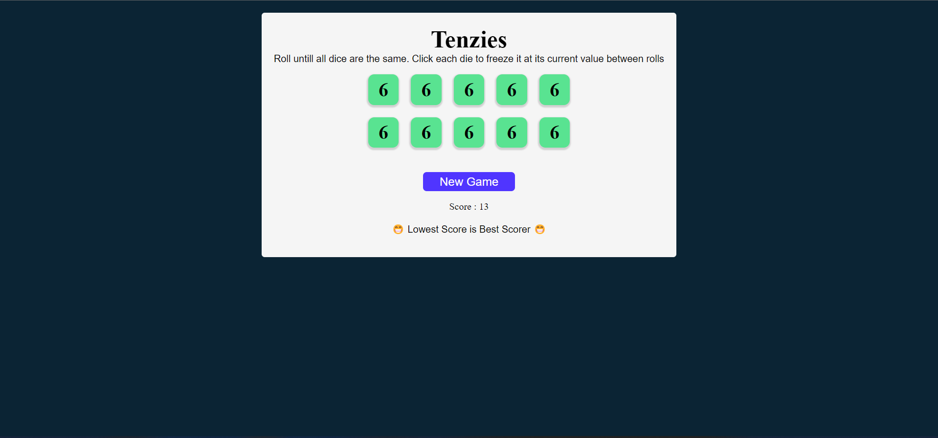 GitHub - Abhiram2001/React-Tenzies: React Application