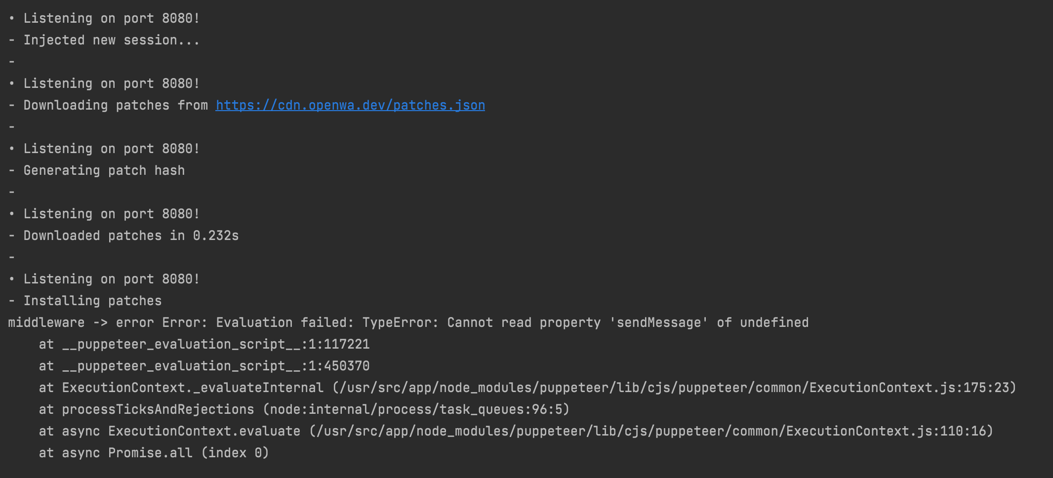Error On Refresh Api · Issue 2312 · Open Wawa Automate Nodejs · Github