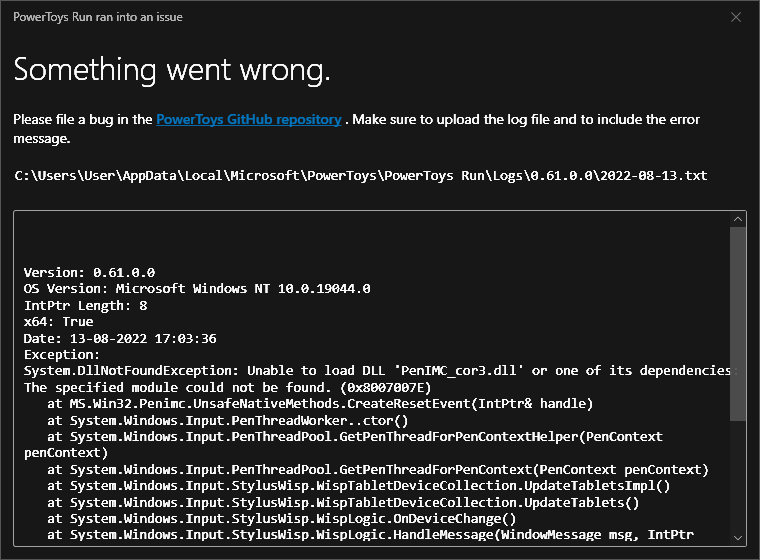 Something Went Wrong · Issue 19897 · Microsoft Powertoys · Github
