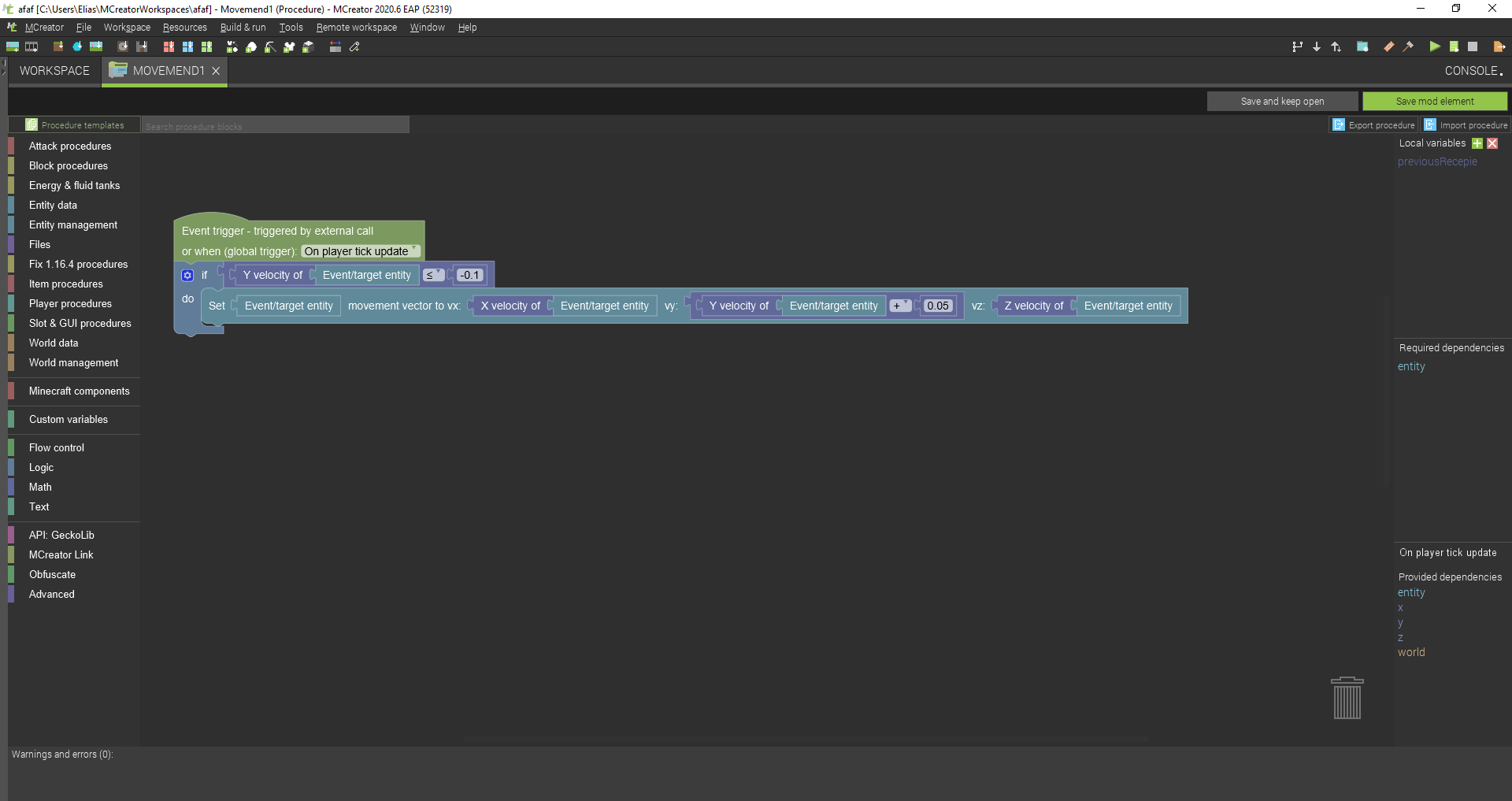 Movemend of Entitys not working · Issue #680 · MCreator/MCreator · GitHub
