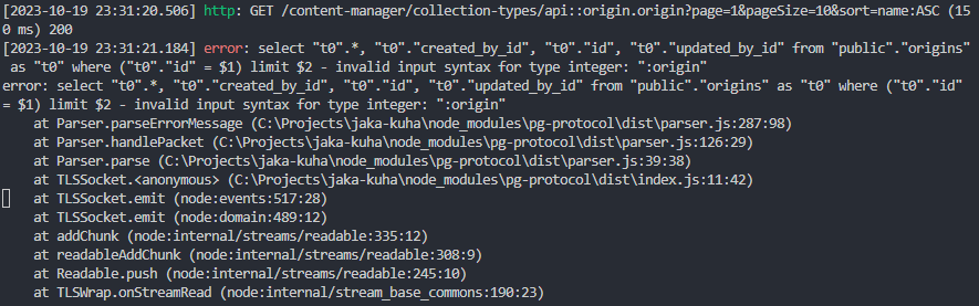 Collection type "Origin" causes console error and blank UI when creating a new entry for the ...