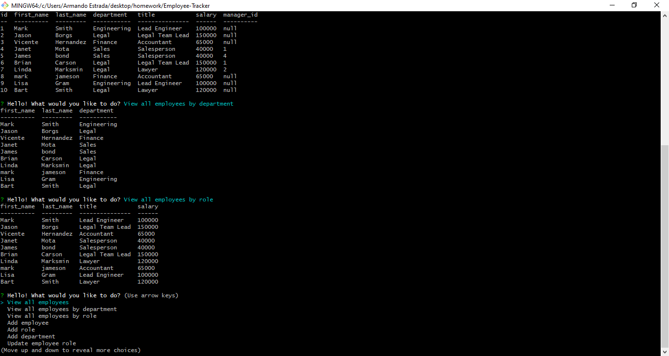 GitHub - Mando619/Employee-Tracker