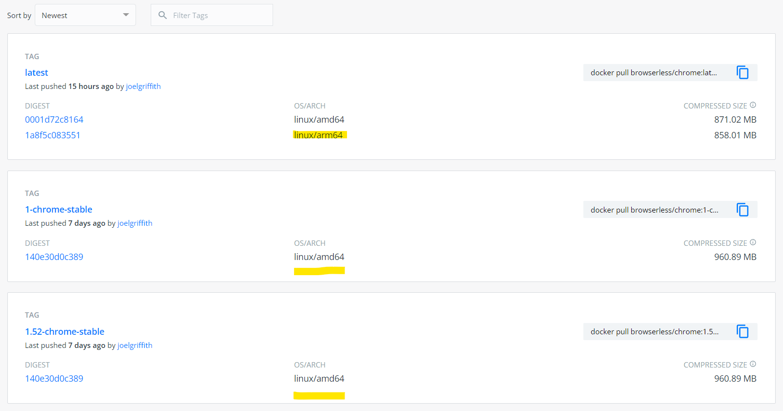 Named tags don't support arm64 · Issue #2313 · browserless/browserless · GitHub