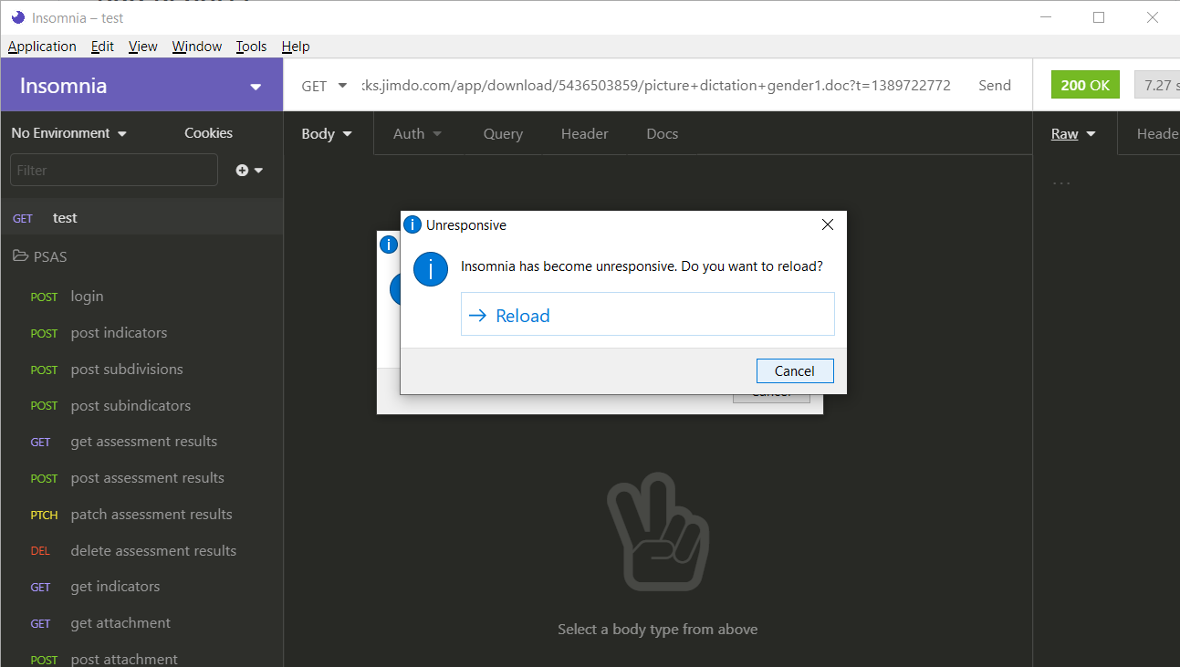 [Bug] Viewing large response in raw mode stunned Insomnia · Issue #2035 · Kong/insomnia · GitHub