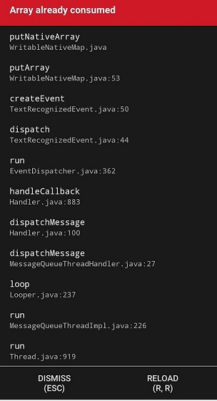 Error: 'Array already consumed' when doing text recognizer · Issue #2889 · react-native-camera ...
