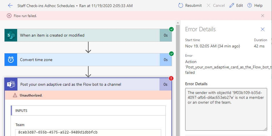 Action 'Post_your_own_adaptive_card_as_the_Flow_bot_to_a_channel ...