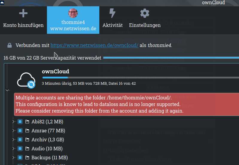 "multiple accounts" misleading error message · Issue #9110 · owncloud/client · GitHub