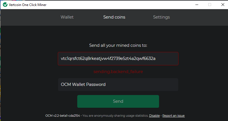 Sending backend failures · Issue #577 · vertcoin-project/one-click-miner-vnext · GitHub