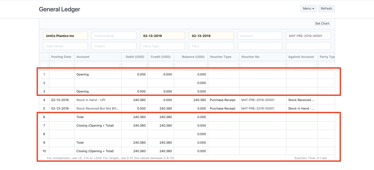 When General Ledger is opened from Purchase Receipt or Delivery note ...