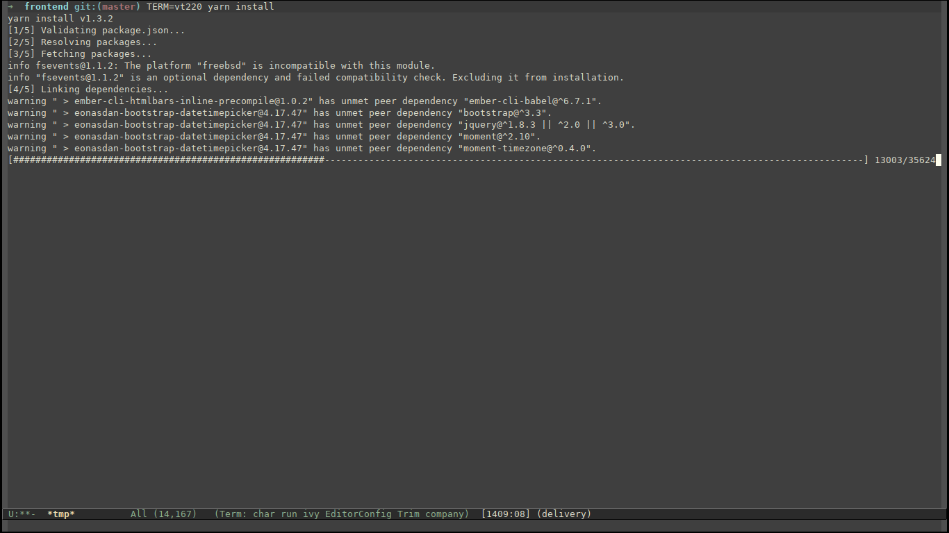 Yarn progress bars not displaying correctly inside multi-term in Emacs · Issue #4927 · yarnpkg ...